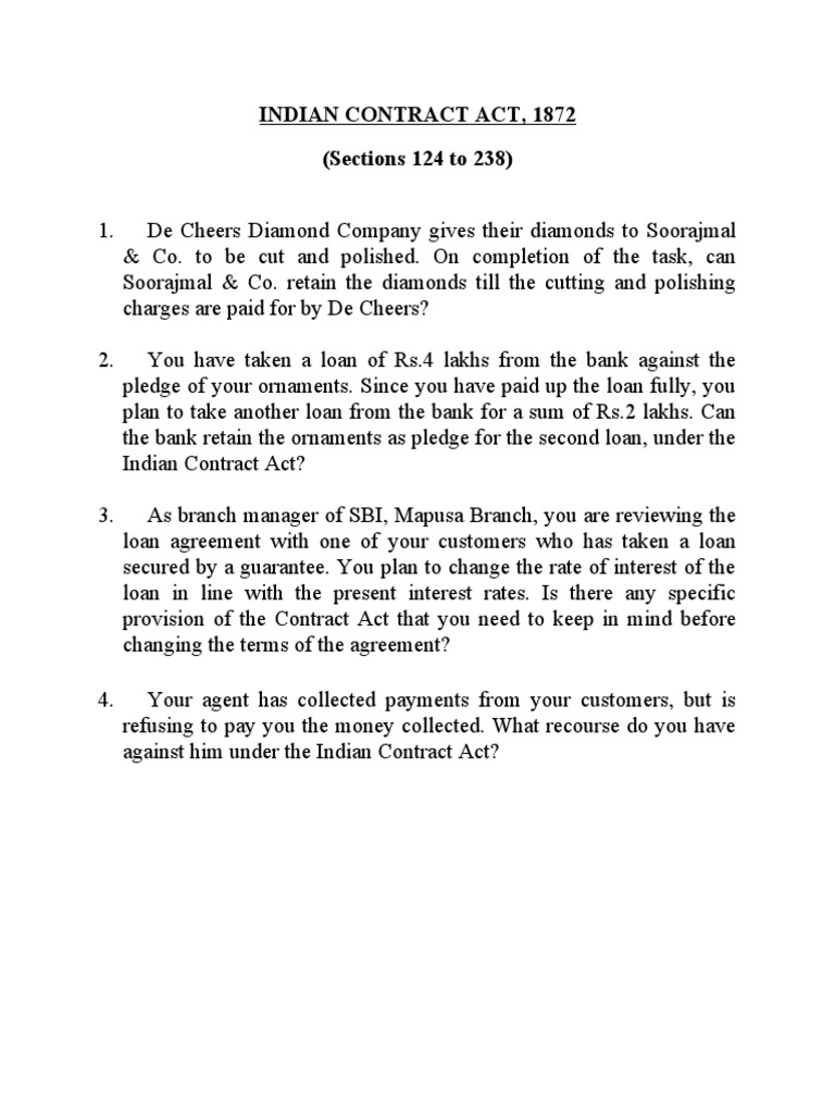 Indian Contract Act: Key Scenarios | PDF