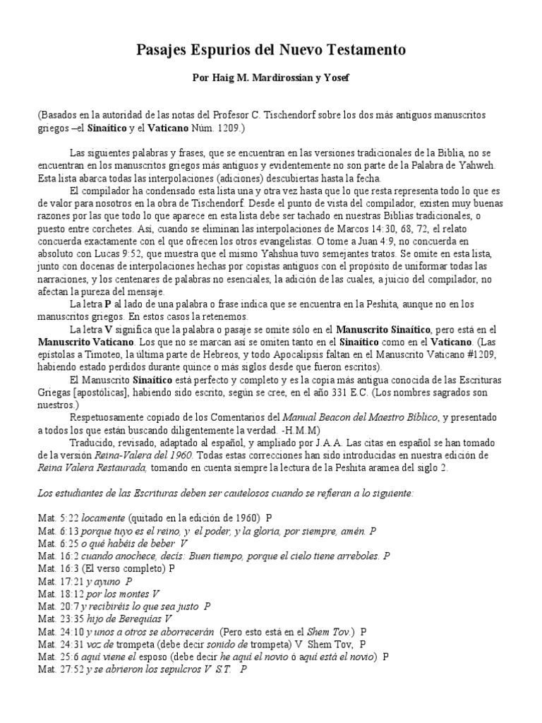 Pasajes Espurios Del N T | Descargar gratis PDF | Textos Cristianos ...