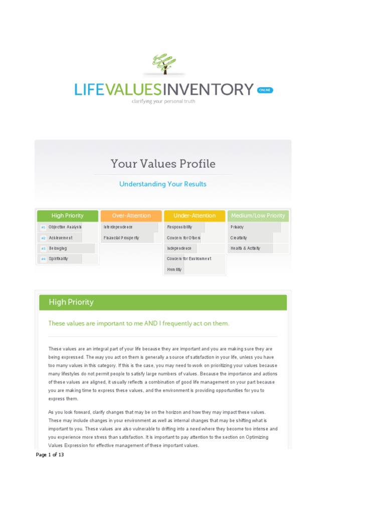 Prioritizing Your Core Values for Fulfillment | PDF | Value (Ethics) | Goal