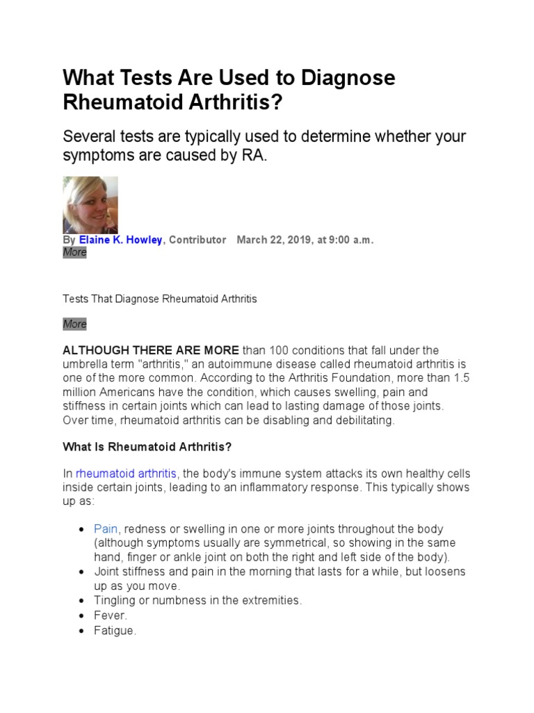 What Tests Are Used To Diagnose Rheumatoid Arthritis? | PDF ...
