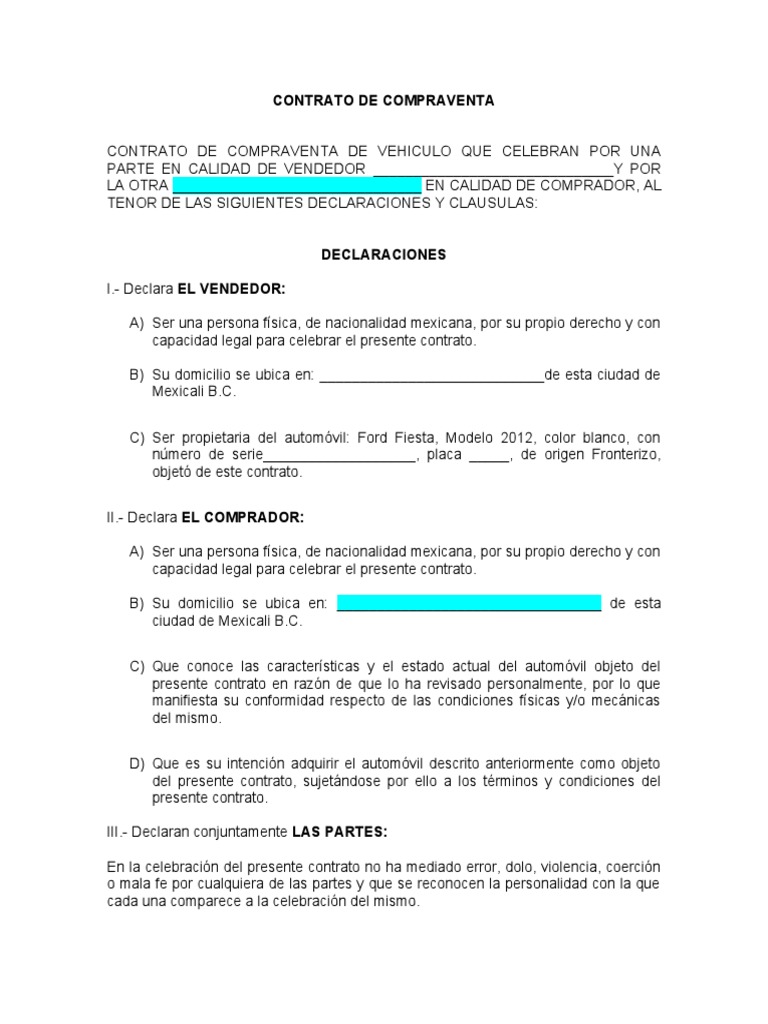 Contrato de Compraventa | PDF | Conceptos legales | Información del ...
