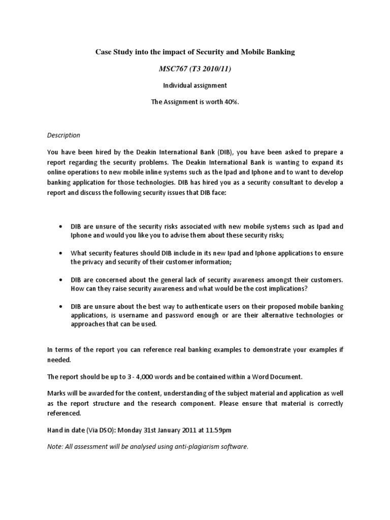 Mobile Banking Security Case Study | PDF