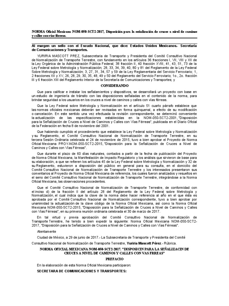 Nom 050 SCT2 2017 | PDF | Semáforo | La carretera