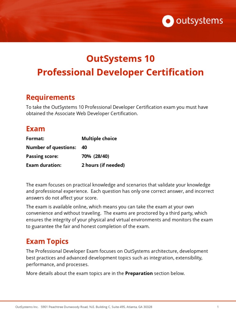 OutSystems 10 Professional Developer Certification | Download Free PDF ...