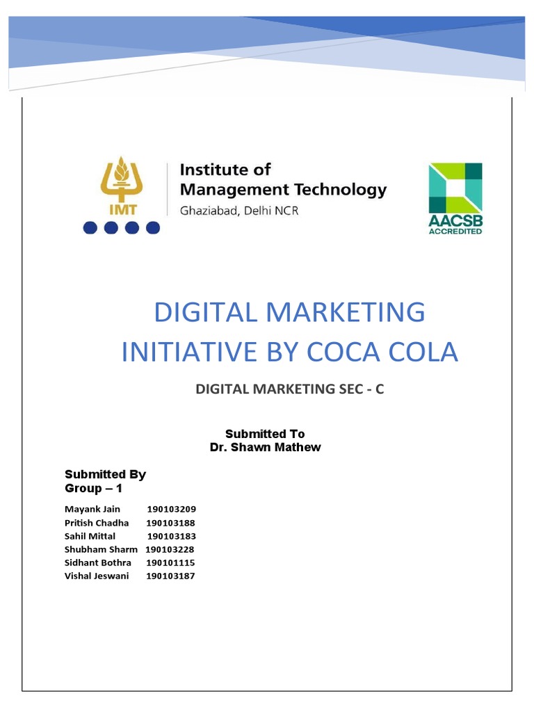 Digital Marketing Initiative by Coca Cola | PDF | Coca Cola | Advertising