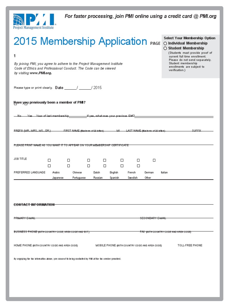 PMI Membership Application - 2 | PDF | Provinces And Territories Of ...