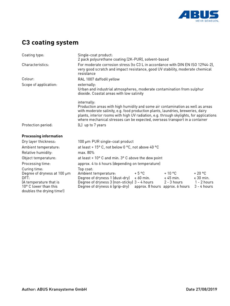C3 Coating System: Processing Information | PDF