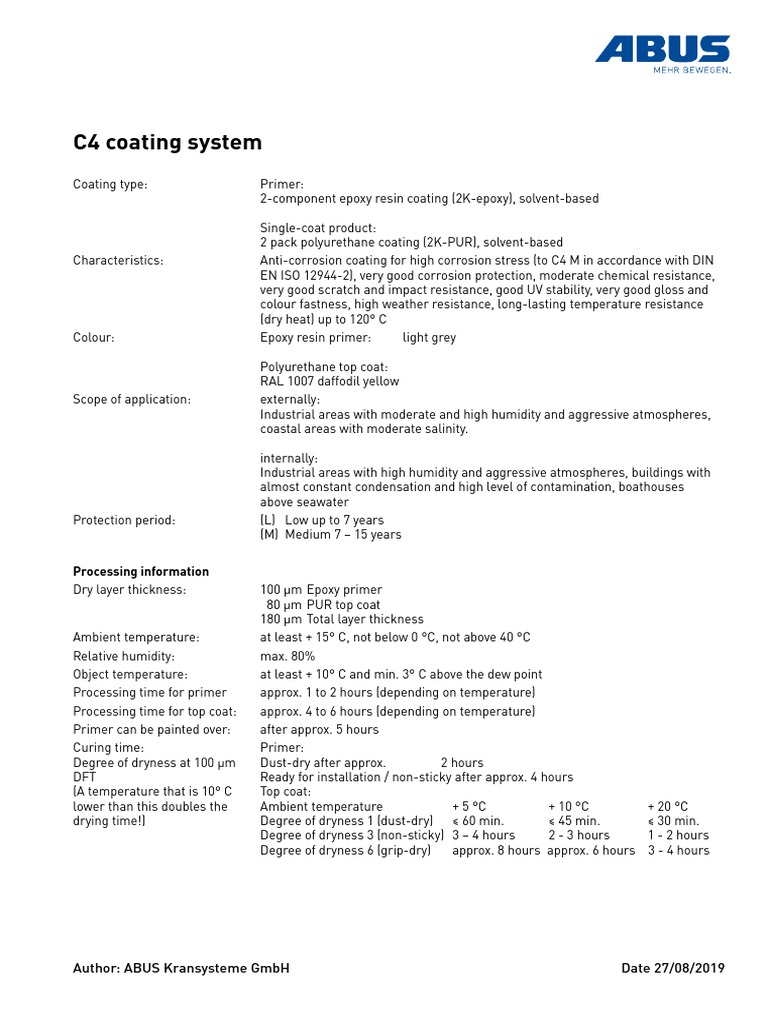 C4 Coating System: Processing Information | PDF | Epoxy | Varnish