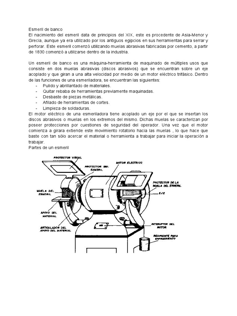 Partes del Esmeril de Banco | PDF | Herramientas | Bienes manufacturados