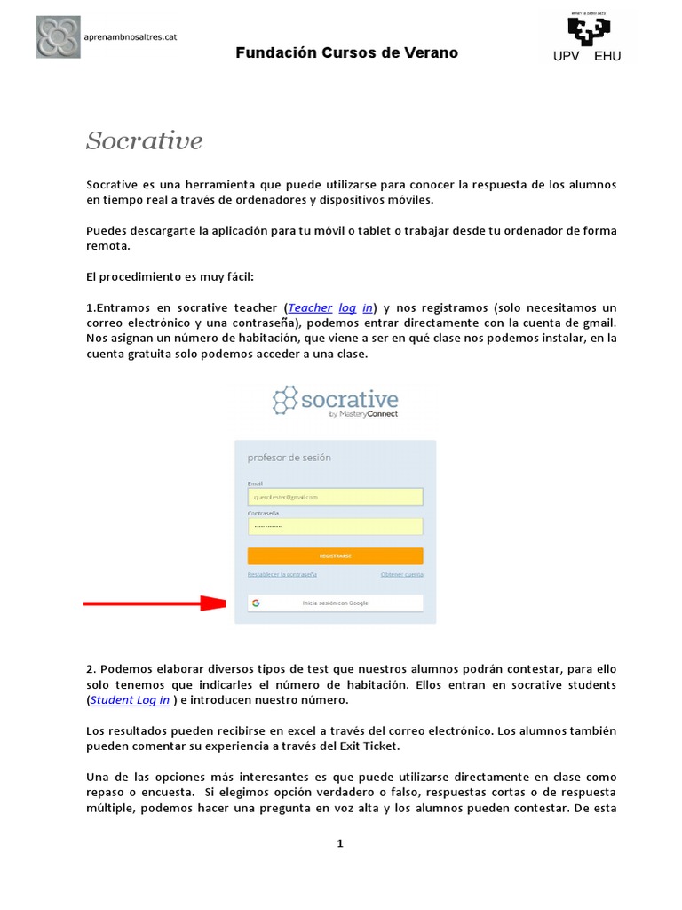Tema 3 - Socrative - Evalua y Puntua Automáticamente A Tus Alumnos PDF | PDF | Software ...