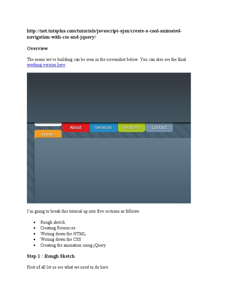 Navigation With Css And Jquery Working Version Here Pdf Html Xhtml 9315