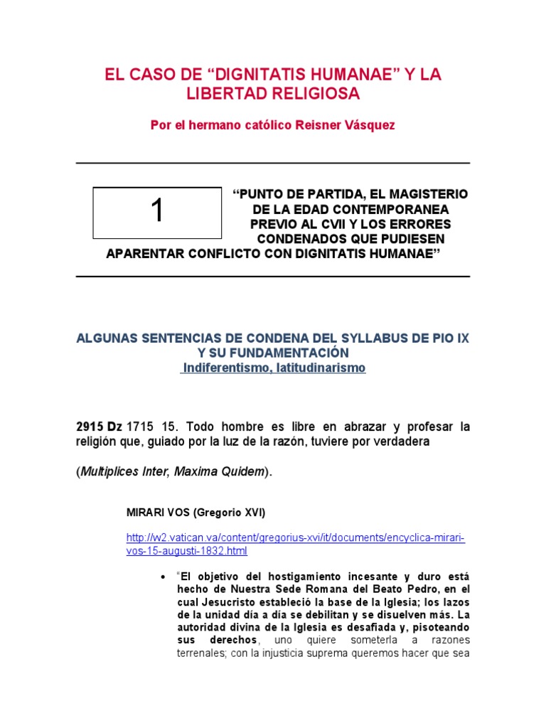 El Caso de Dignitatis Humanae y La Libertad Religiosa | PDF | Fe | Dios