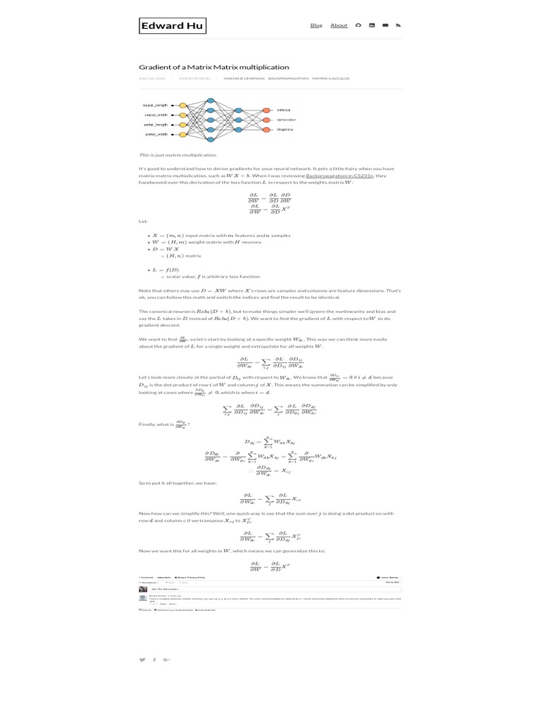 Gradient of A Matrix Matrix Multiplication | PDF