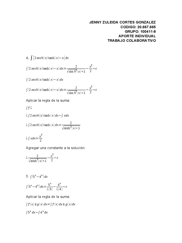 Integrales y Reglas de Suma | PDF