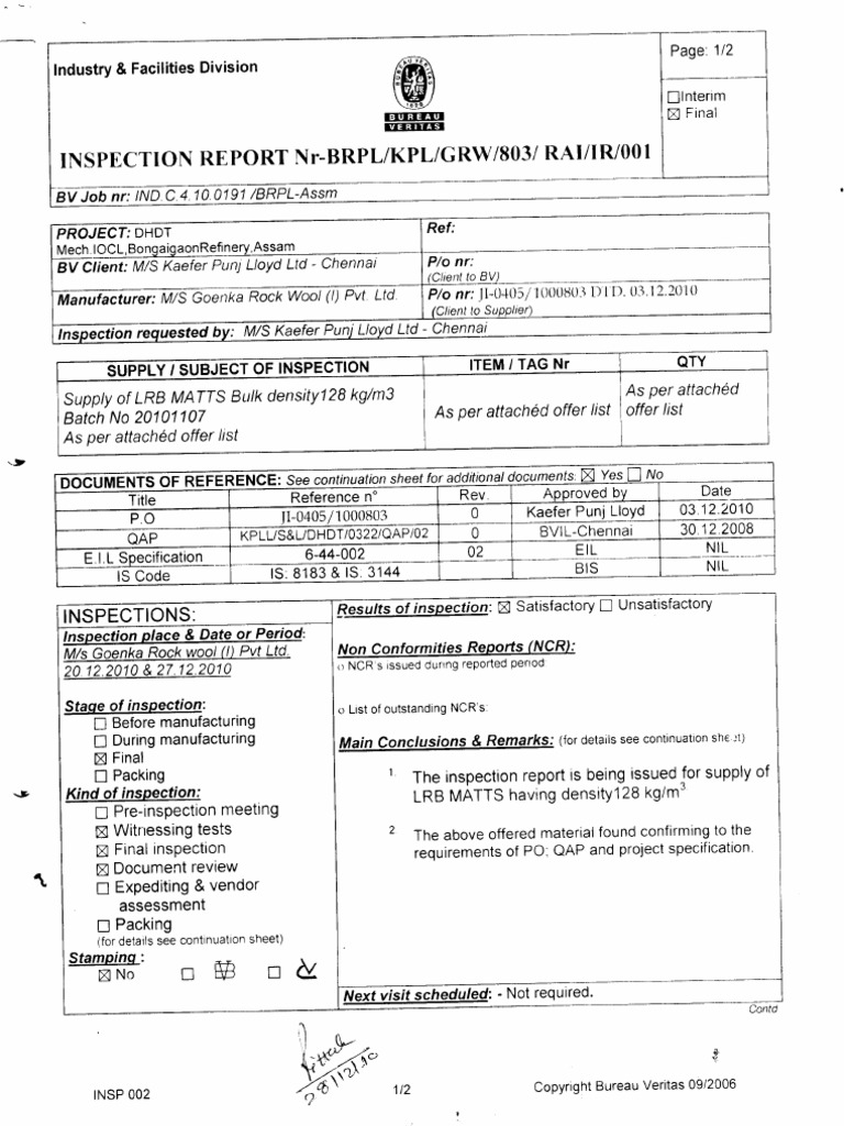 Inspection Report | PDF