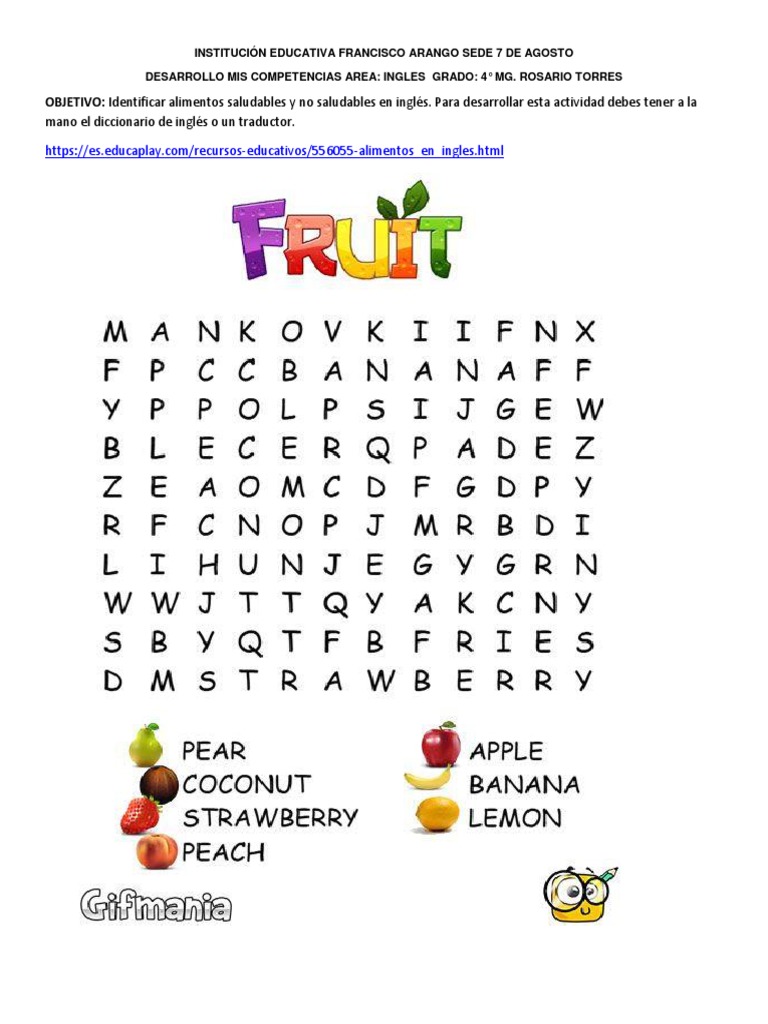 Alimentos Sopas de Letras | PDF