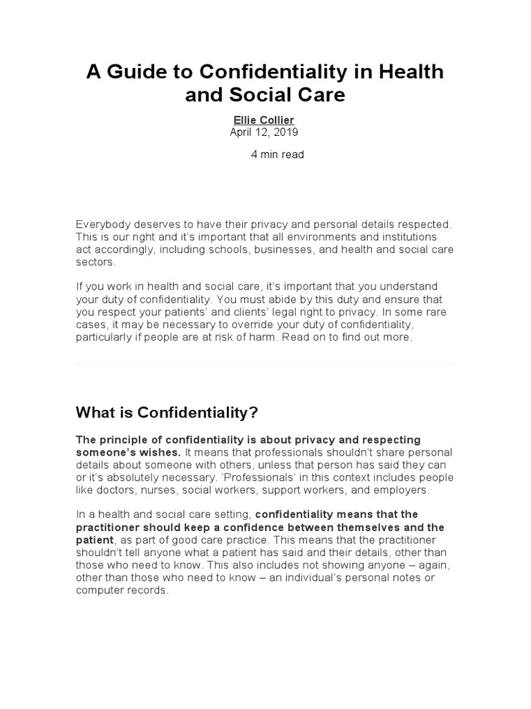 A Guide To Confidentiality in Health and Social Care | PDF ...
