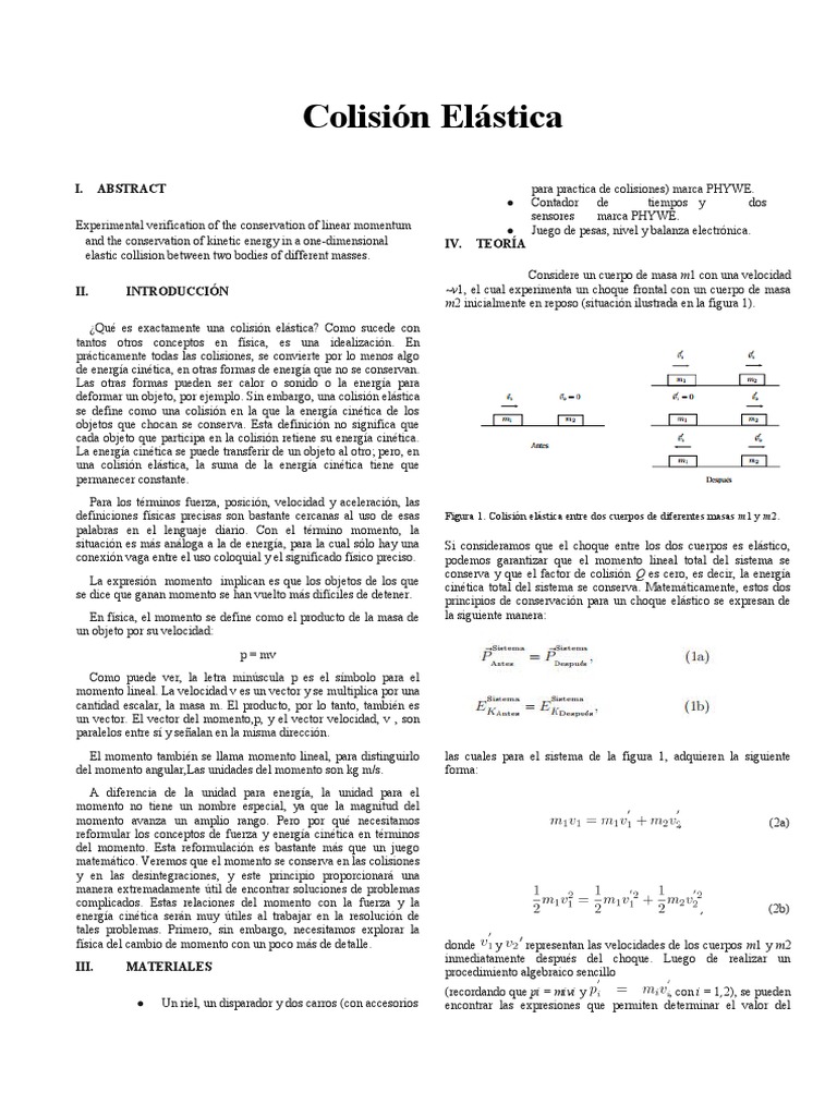 Colision Elastica | PDF | Vector Euclidiano | Cinética química