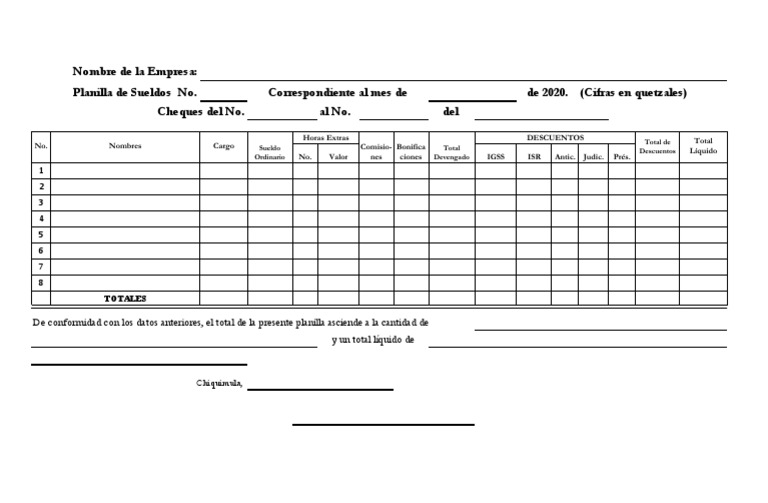 Planilla Mensual | PDF