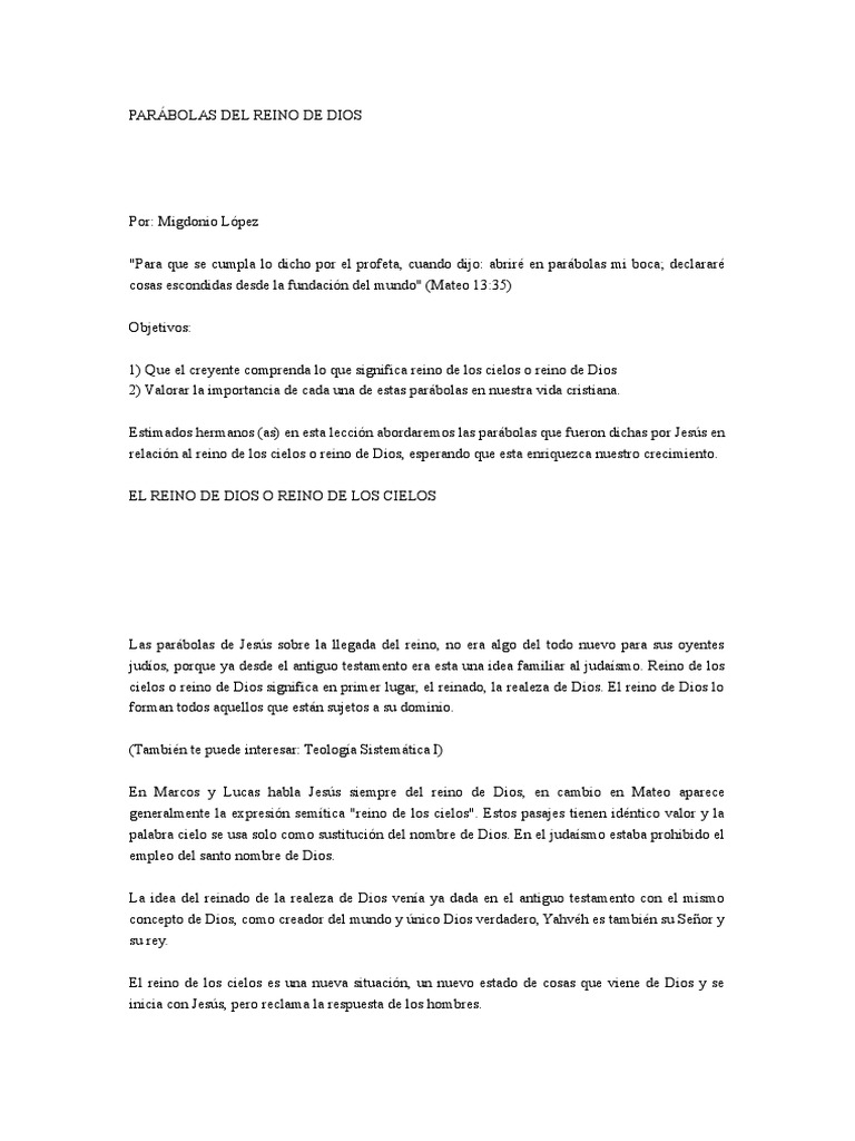 Parabolas Del Reino | PDF | Reinado y reino de dios | Parábolas de Jesús