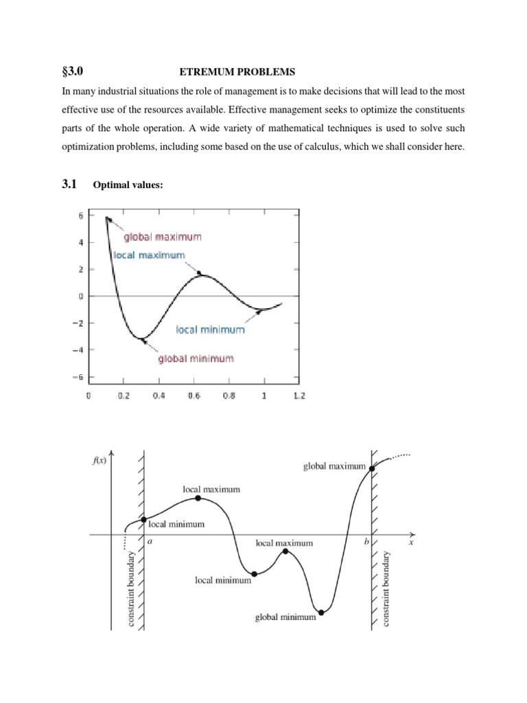 Lecture 3 Extremum Problems | PDF | Maxima And Minima | Mathematical ...
