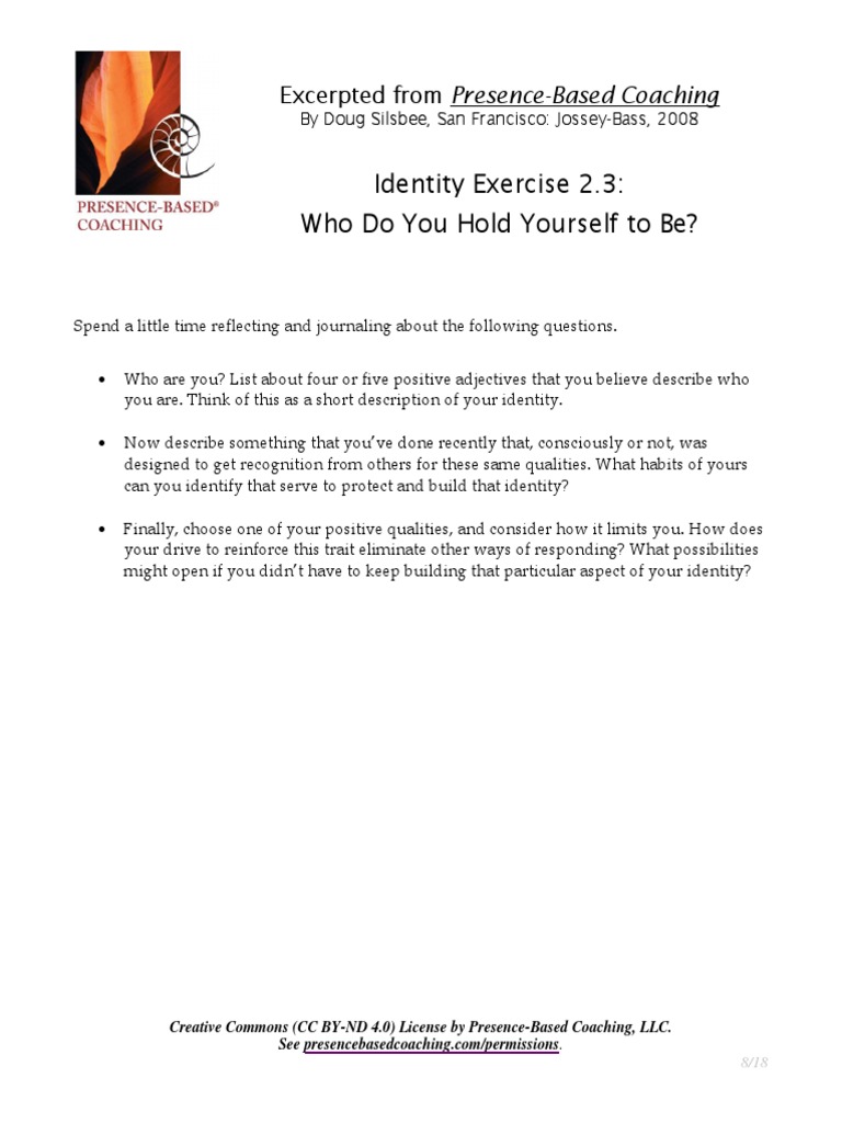 Identity Exercise 2.3: Who Do You Hold Yourself To Be?: Excerpted From ...