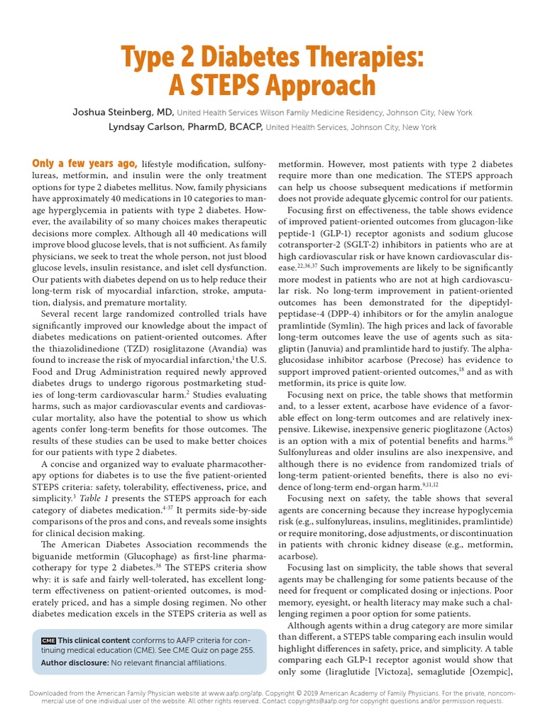 AAFP Diabetes Medications | PDF | Diabetes | Renal Function