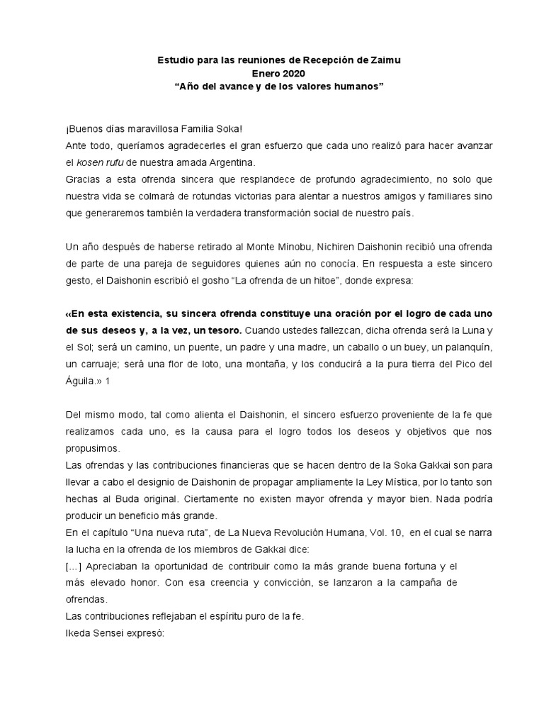 Zaimu en la Soka Gakkai 2020 | PDF | Religión y creencia