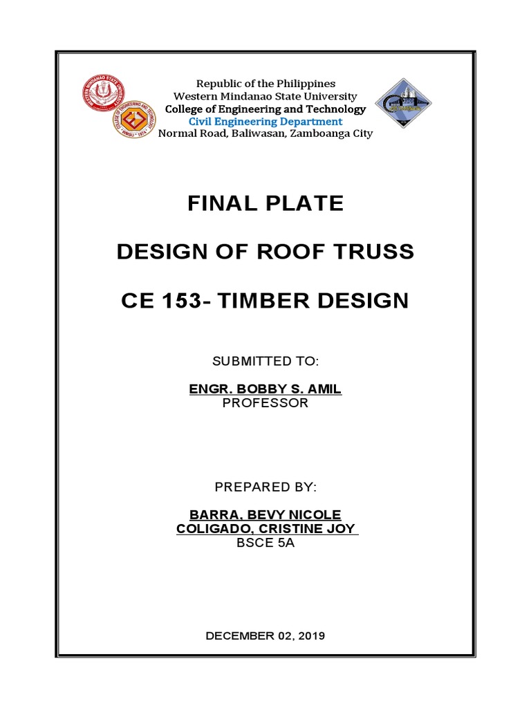 Final Plate Design of Roof Truss Ce 153-Timber Design | Download Free ...