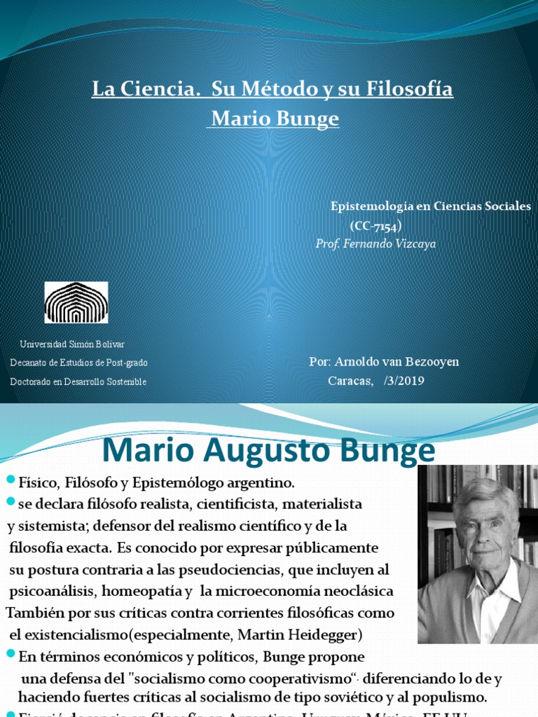 Presentacion Mario Bunge | PDF | Teoría | Epistemología