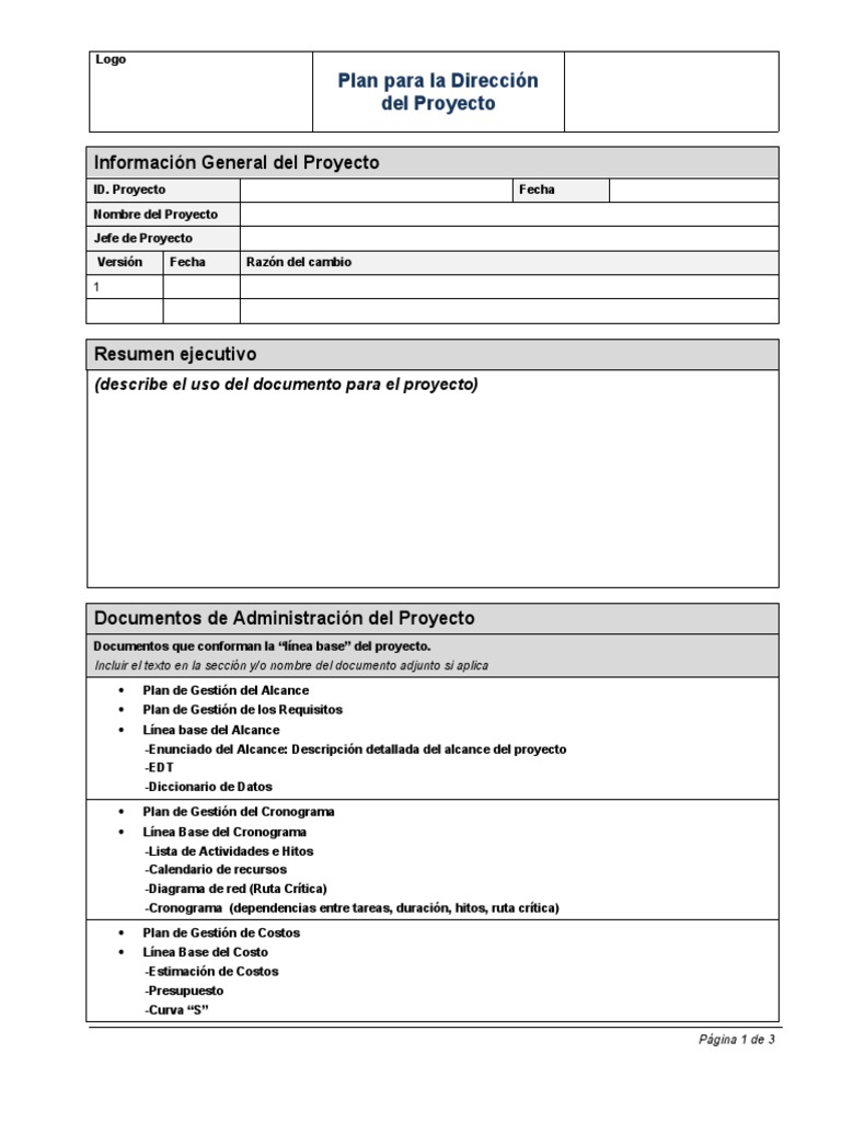 Plan Del Proyecto V1 1 Descargar Gratis Pdf Gestión De Proyectos