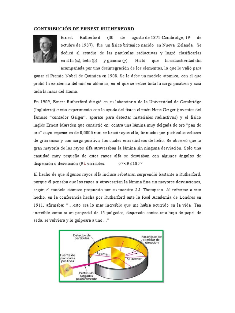 Contribución de Ernest Rutherford | PDF | Núcleo atómico | Neutrón