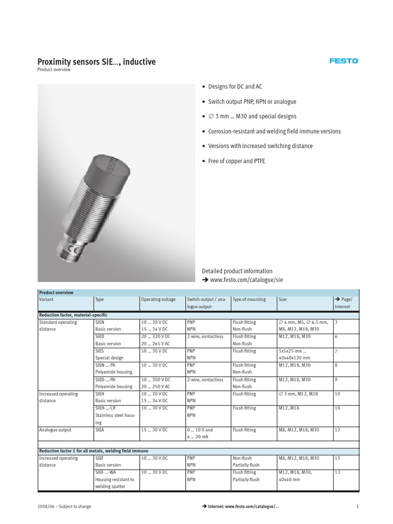 Proximity Sensors SIE, Inductive | PDF | Alternating Current | Bipolar ...