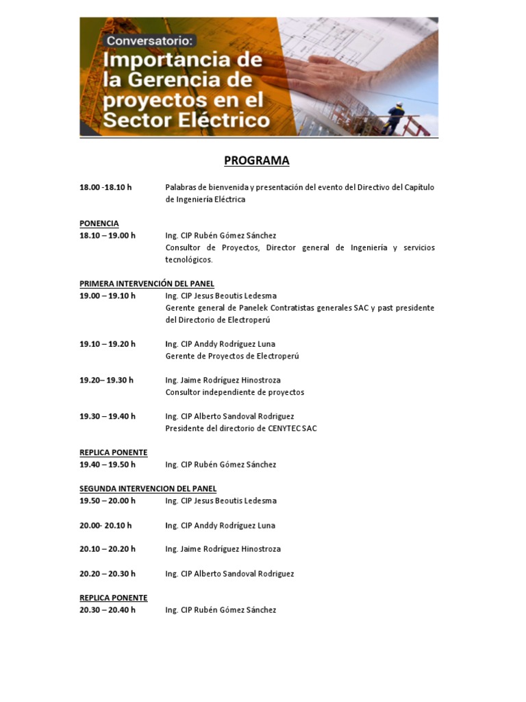 Programa de Conversatorio - 3 de Setiembre | PDF