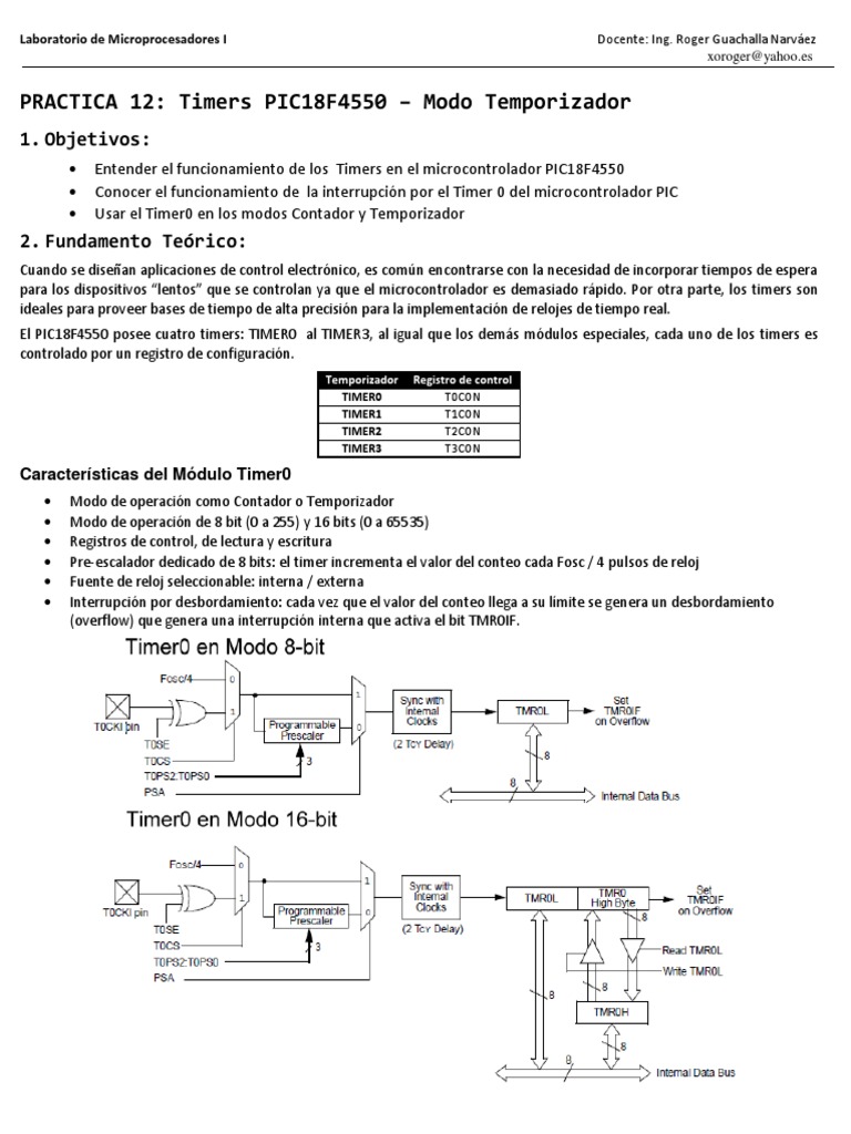 P12 Timers PIC18F4550 | PDF | Microcontrolador | Tecnología digital P12 Timers PIC18F4550 | PDF | Microcontrolador | Tecnología digital