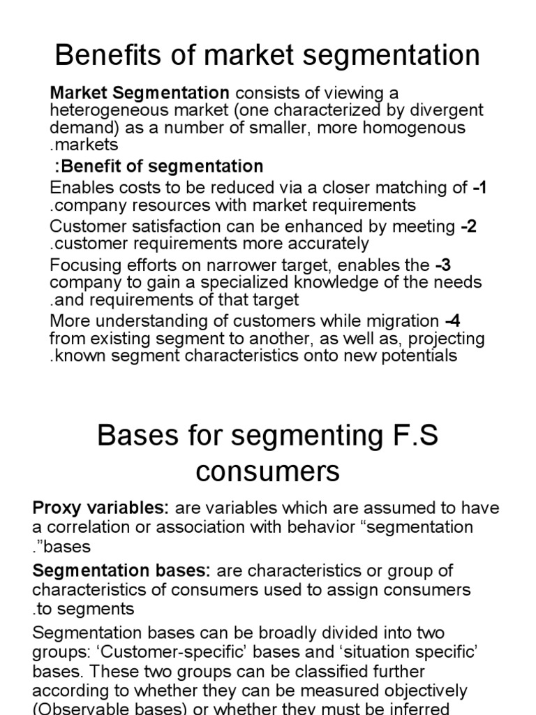 Market Segmentation Benefits Explained | PDF | Market Segmentation ...