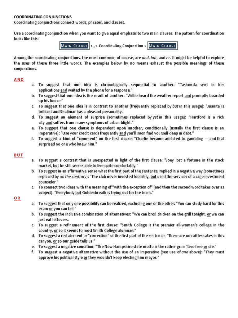 Coordinating Conjunctions (Discussion) | PDF | Comma | Sentence ...