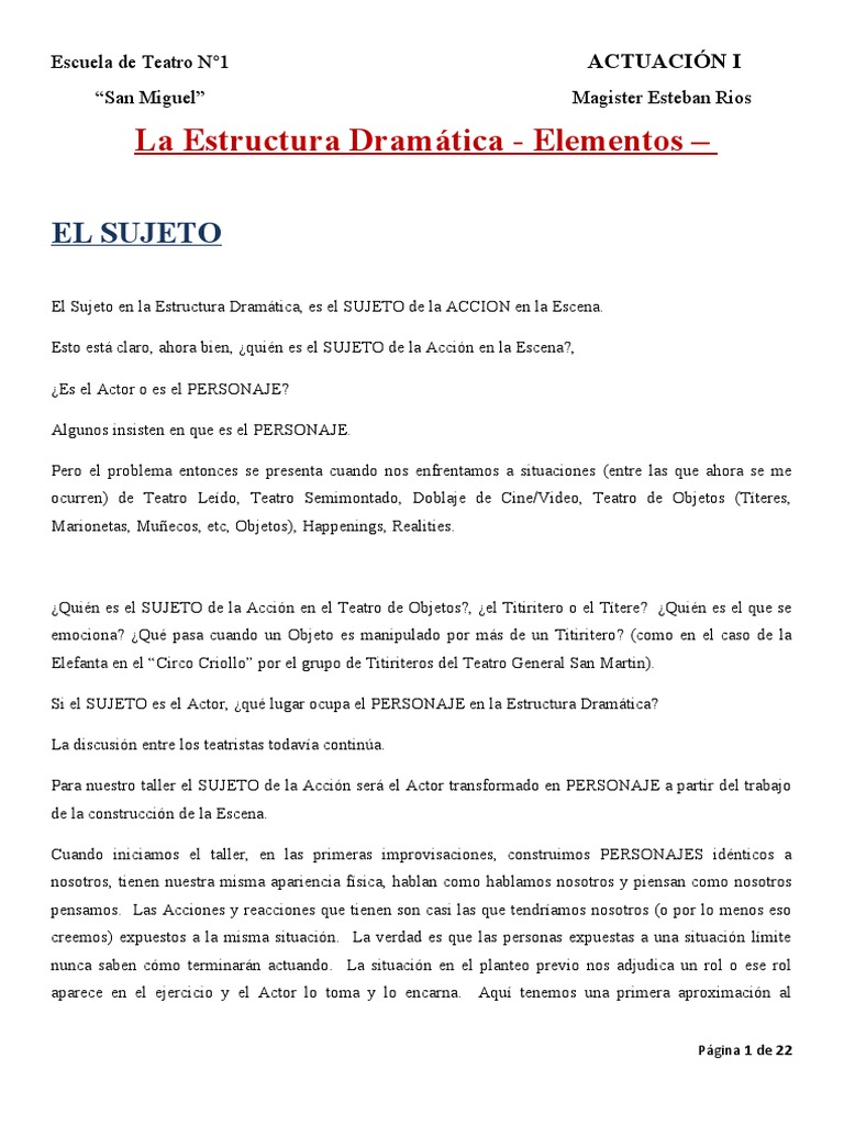 La Estructura Dramática - Elementos - Completo | PDF | Teatro | Autor