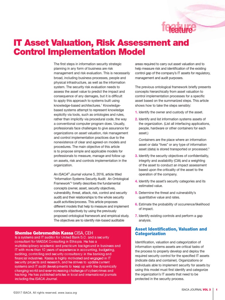 IT Asset Valuation Risk Assessment and Control Implementation Model - Joa - Eng - 0118 | PDF ...