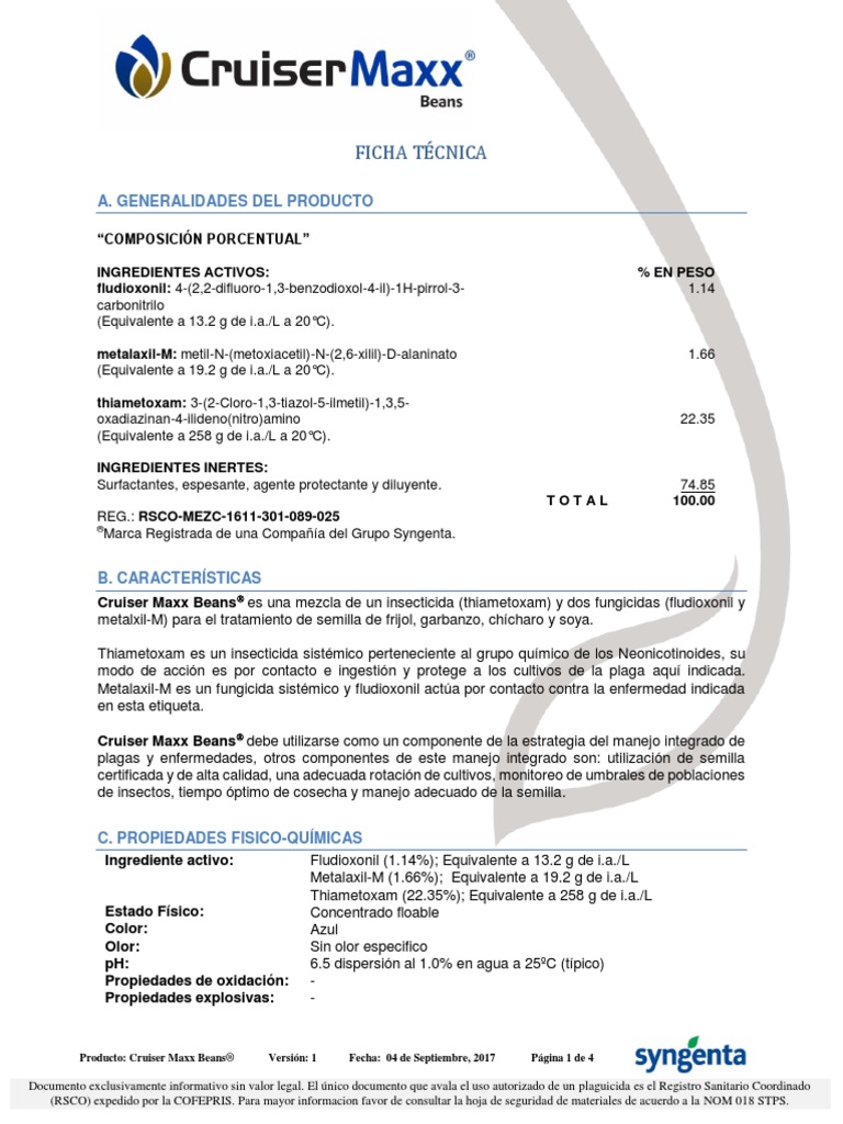 Cruiser Maxx Beans | PDF | Residuos | Pesticida