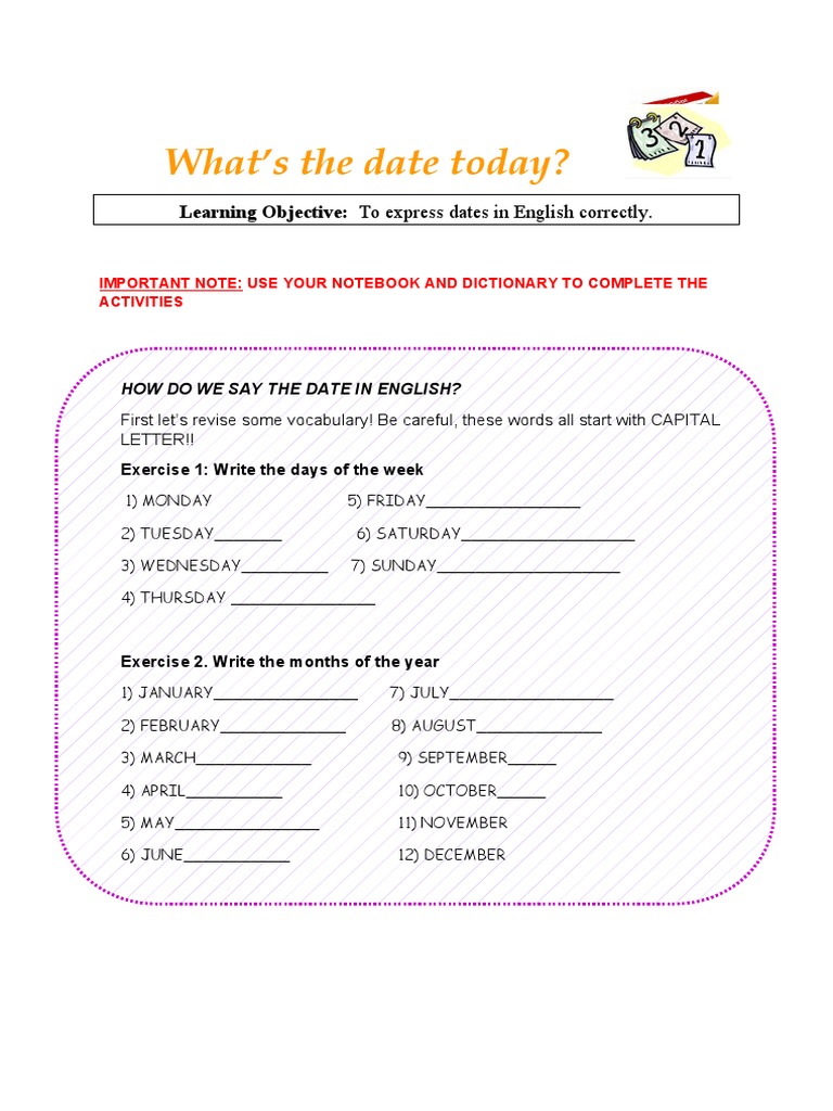 Writing Dates in English Exercises | PDF | English Language | Human ...