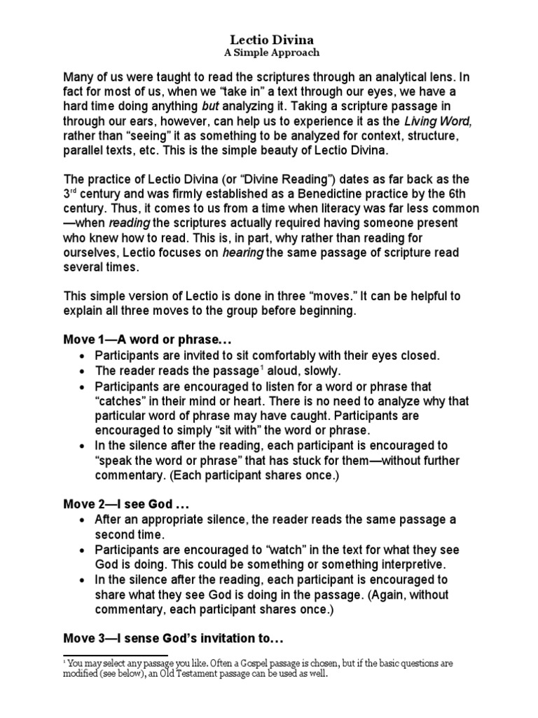 Simple Guide to Lectio Divina Practice | PDF | Lectio Divina