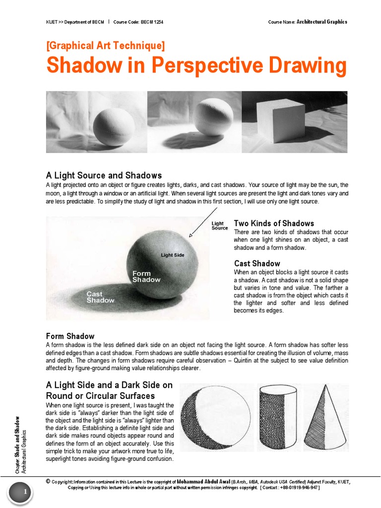 KUET (BECM-1254) Shadow in Perspective Drawing | PDF | Shadow ...