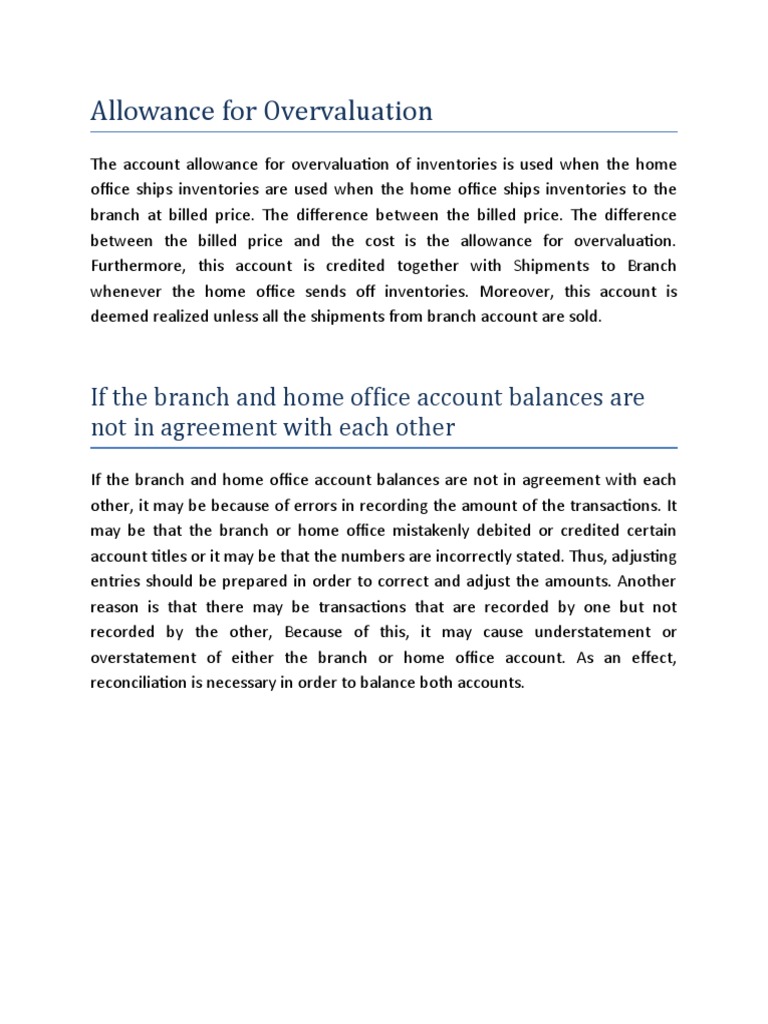 Inventory Overvaluation Allowance Explained | PDF