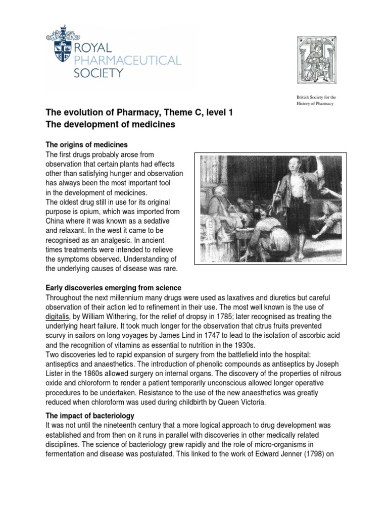 The Evolution of Pharmacy, Theme C, Level 1 The Development of ...
