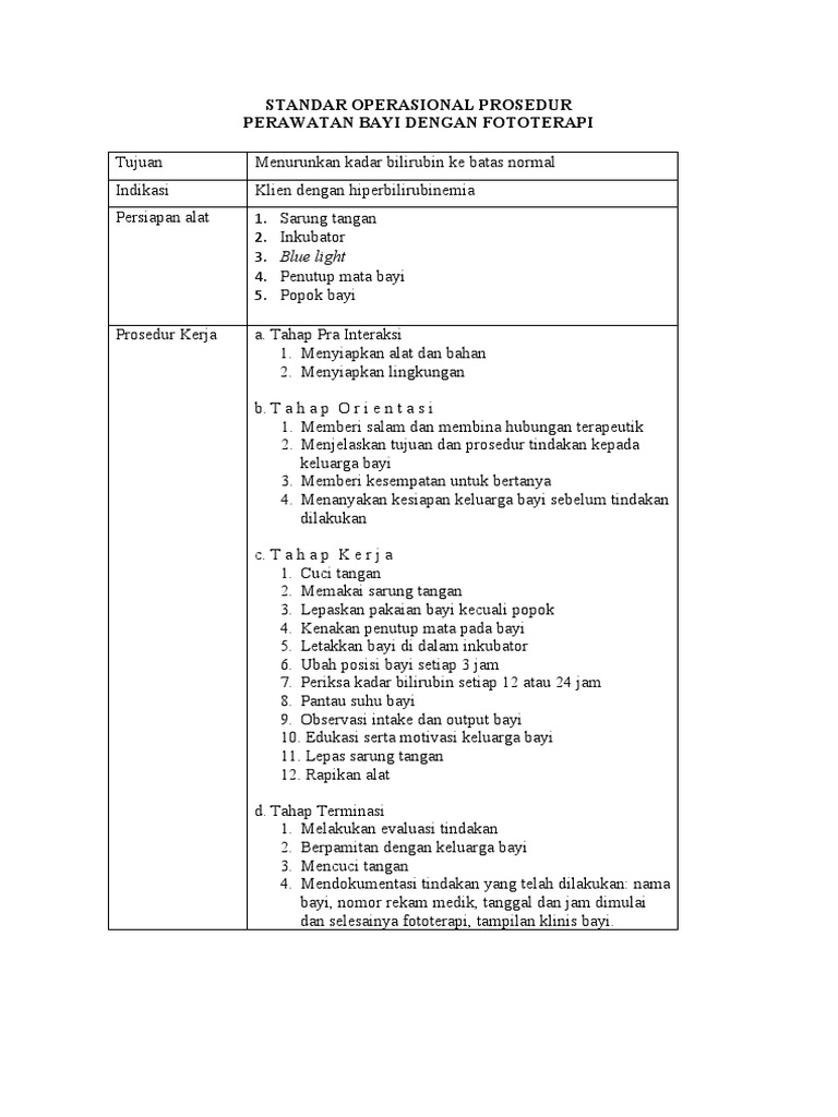 Sop Fototerapi | PDF