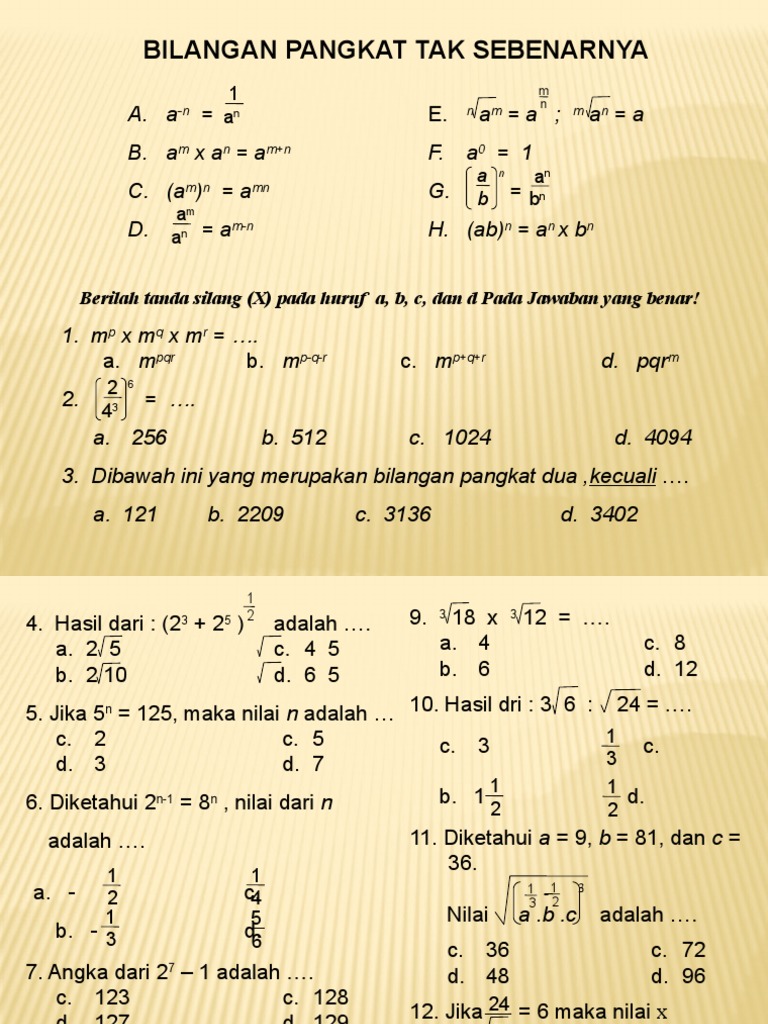 Bilangan Pangkat Tak Sebenarnya | PDF