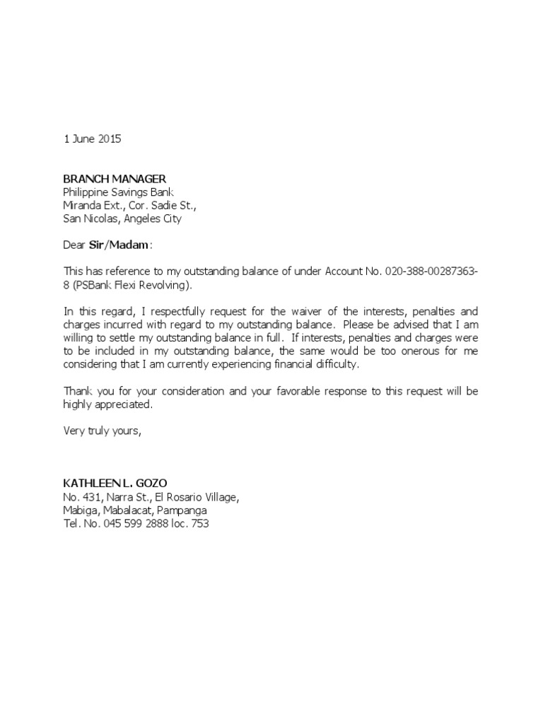 Request for Waiver of Interests, Penalties and Charges Due to Financial ... Request for Waiver of Interests, Penalties and Charges Due to Financial ...