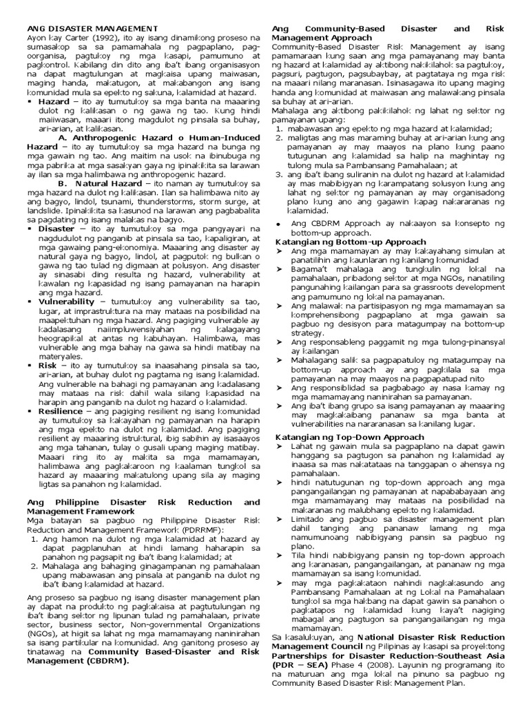 Ang Disaster Management | PDF
