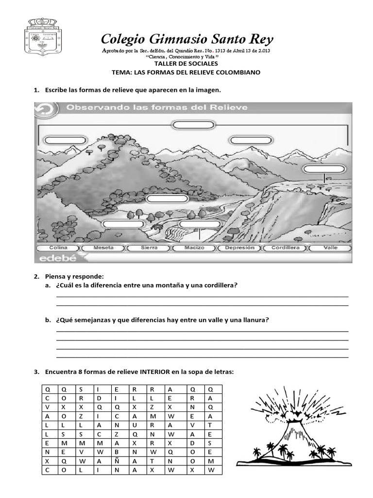 Taller Formas de Relieve PDF | PDF | Terreno | Montañas
